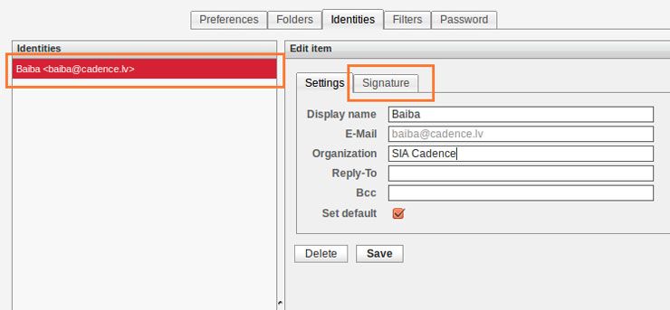 WebMail paraksta izveidošana | www.cadence.lv